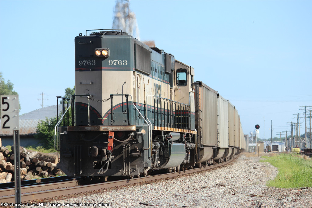 BNSF 9763 brings up dpu.